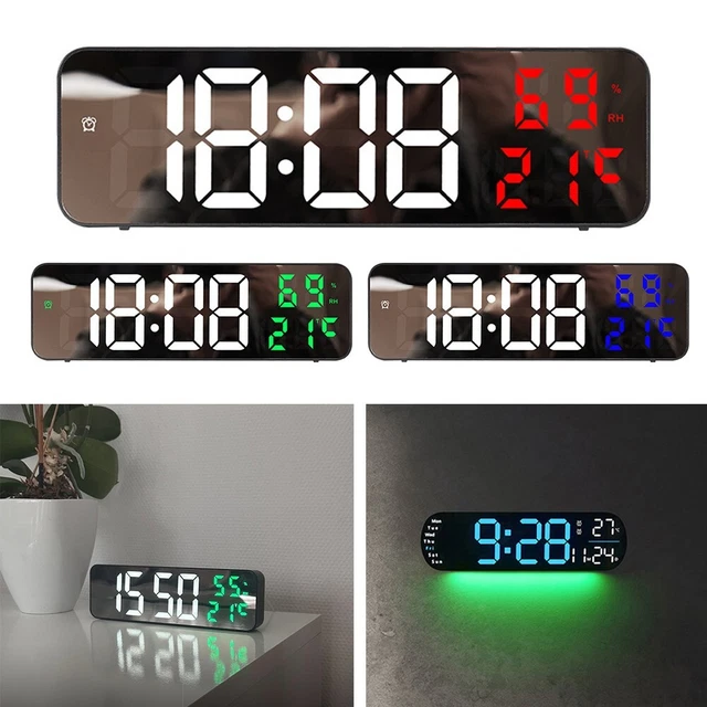 HORLOGE DE TABLE murale numérique LED température humidité LED horloge de tab EUR 27,88 ...