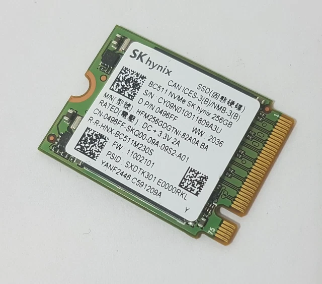 SK HYNIX BC511 NVMe 256GB M.2 2230 PCIe SSD Modell HFM256GDGTNI-82A0A ...