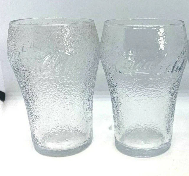 2 X PEBBLE Dimpled Frosted Tapered Enjoy Coca Cola Coke Glasses ...