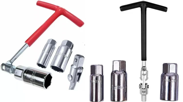 4PC T BAR Spark Plug Wrench Set Removal Tool Swivel Drive 16mm 18mm ...