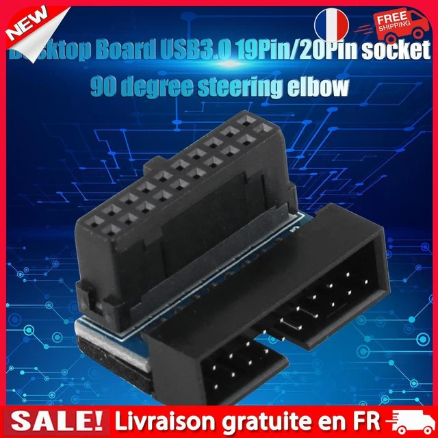 USB 3.0 MALE to 20 Pin Female Extension Adapter 90 Degree for ...