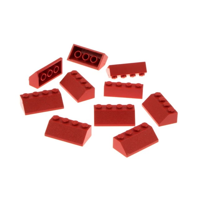 10X LEGO TEJAS 45° 2x4 Rojo Ladrillo Oblícua Piedras Rau 303721 3037 ...