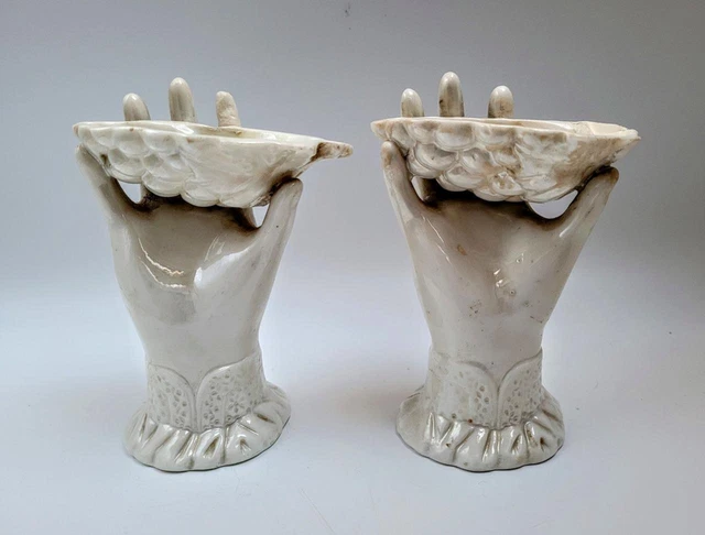 ANTIQUE VICTORIAN PARIAN Ware Hand Holding Bowls Sweetmeat Dishes c1860 ...