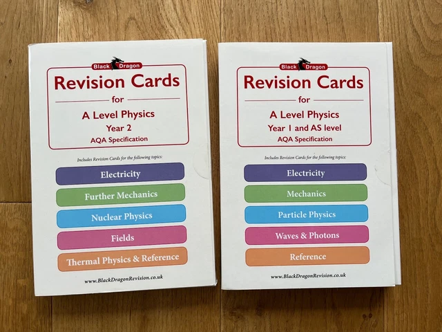 REVISION CARDS FOR A Level AQA Physics Black Dragon £12.50 - PicClick UK