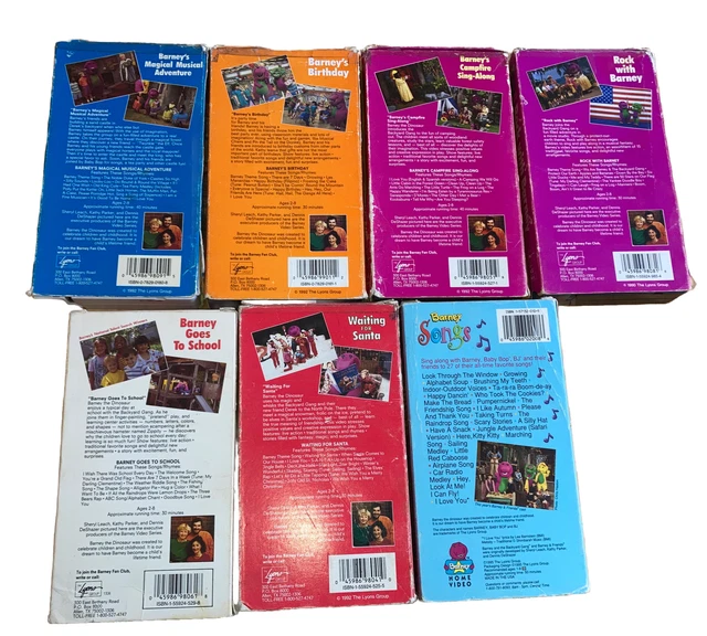 BARNEY 7 VHS video tape lot Santa Campfire Music School Sing Along In ...