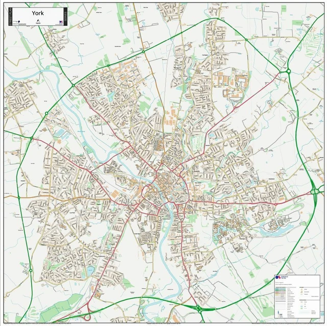 WALL MAP OF YORK - CITY OF YORK STREET MAP - Street Map Series - PAPER ...