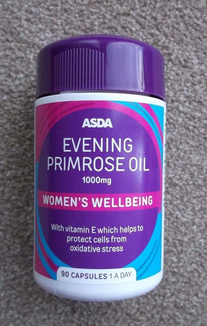 ASDA EVENING PRIMROSE Oil 1000mg. 90 Capsules. 1 A Day. BBE 08/24 New ...