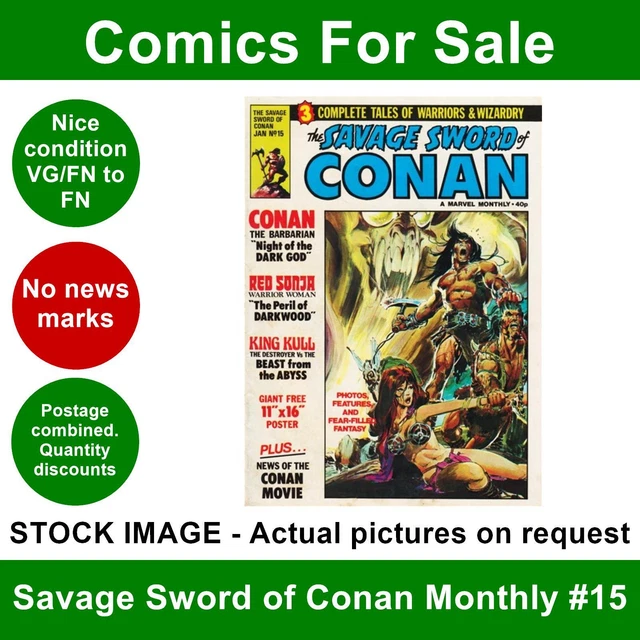 SAVAGE SWORD OF Conan Monthly #15 comic - VG/FN clean 1979 - Marvel UK ...