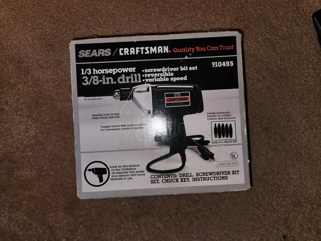 VINTAGE SEARS CRAFTSMAN Model No 315.10514 3/8" Electric Drill Variable ...