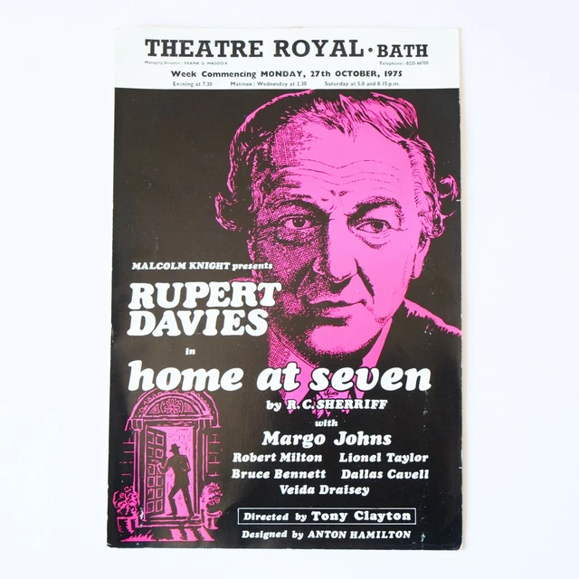 VINTAGE 1975 THEATRE ROYAL BATH POSTER - Home At Seven - 1970s Rupert ...