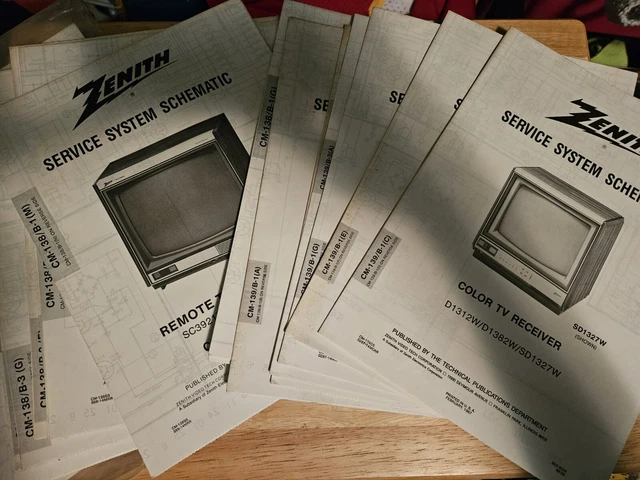 LOT OF 20 Zenith Service System Schematics for Vintage Antique TVs ...