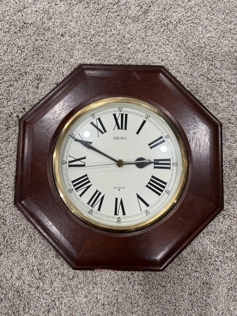 SEIKO QUARTZ GOLD Trim Octagon Wall clock Wood QA 259B Japan $29.99 ...