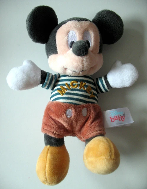 PELUCHE DOUDOU HOCHET Mickey rayé vert et blanc - DISNEY Baby - 20 cm ...