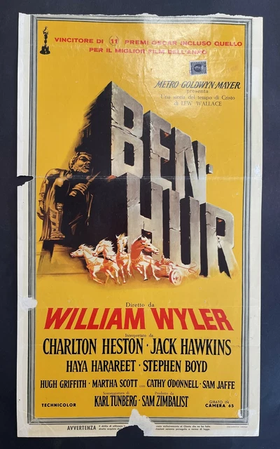 CINEMA-LOCANDINA POSTER BEN HUR Heston, Hawkins, WILLIAM WYLER EUR 29 ...