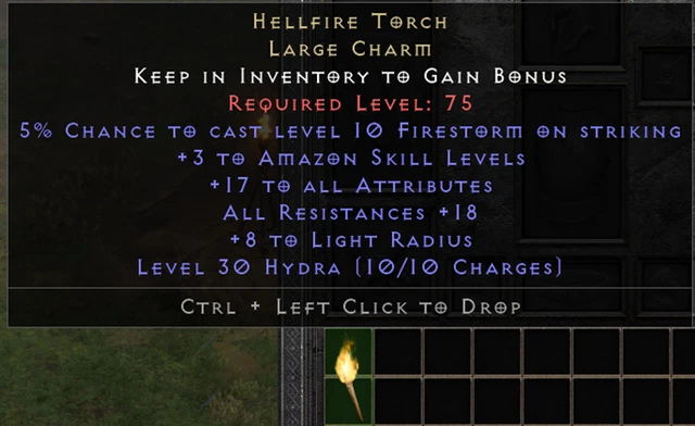 AMAZON HELLFIRE TORCH (17/18) (zon) Diablo 2 Resurrected D2R Softcore ...