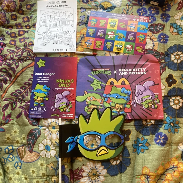 MCDONALDS 2026 HELLO kitty Ninja Turtles Activity Pack + Flag Rare £3. ...