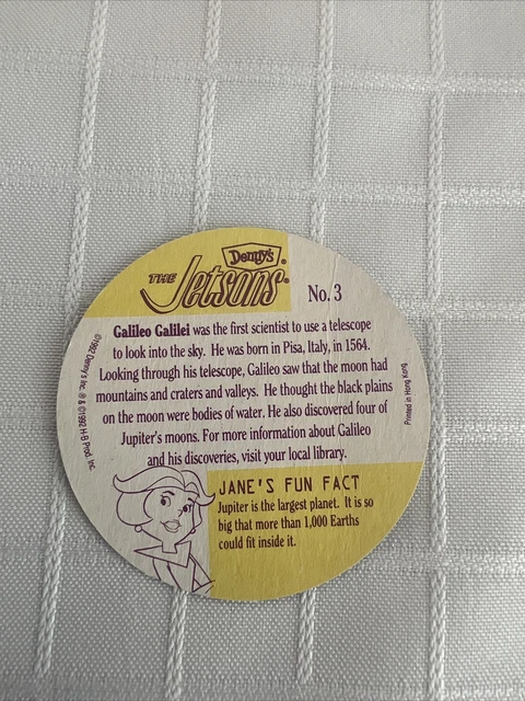 1992 DENNY'S THE Jetsons Spacecards Galileo Galilei #3 H-8 Prod Inc £4. ...