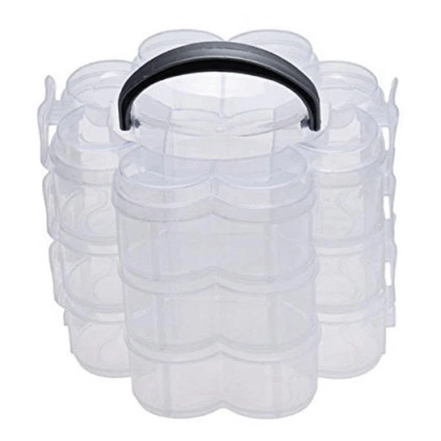 3 Tier Clear Plastic Stackable Organiser Storage Hobby Craft Box
