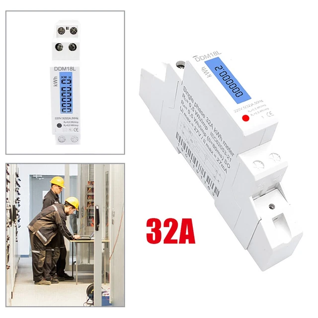 LCD SINGLE PHASE Energy Meters Din Rail Electricity Power Consumption ...