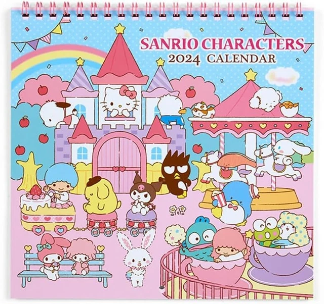 SANRIO CHARACTERS RING Calendar 2024 with Sticker 8.3"×8.1" From Japan ...