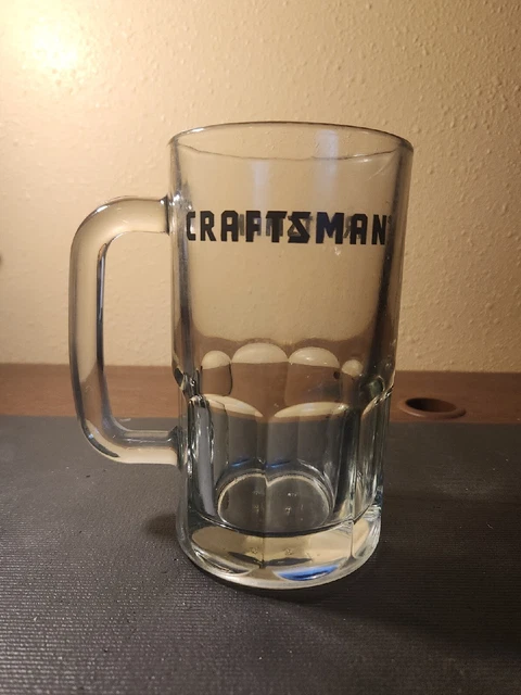 CRAFTSMAN TOOLS BEER Mugs Stein 16oz Anchor Hocking Glass Clear Black ...