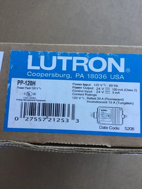 LUTRON PP-120H POWER Pack 120 Volt Input 24 Volt Output $25.00 - PicClick