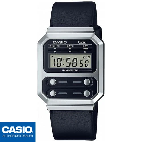 CASIO A100WEL-1AEF A100WEL-1A Vintage EDGY SILVER ALIEN WATCH F-100 ...