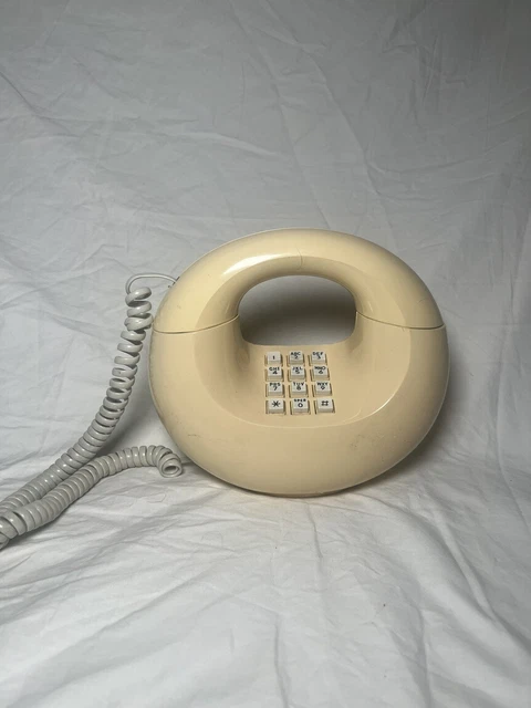 VINTAGE WESTERN ELECTRIC Brown Donut Push Button Phone Telephone Round ...