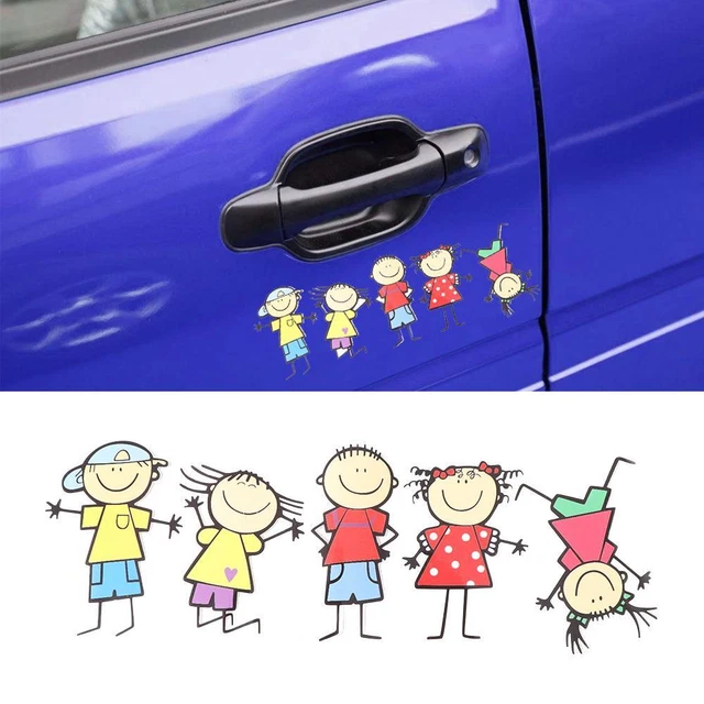 VINYL CARTOON BOY Girl Funny Family Car Sticker Window Decal Cute Kids ...