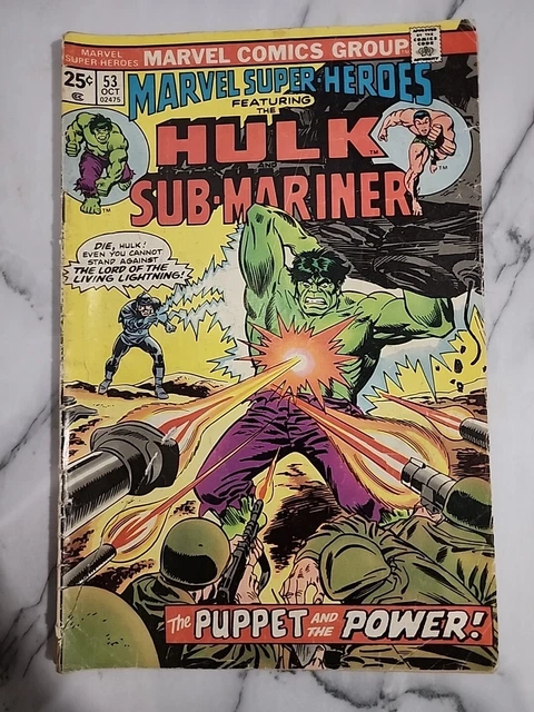 MARVEL SUPER-HEROES #53 Hulk & Sub-Mariner (1975, Marvel Comics) EUR 9,87 - PicClick FR