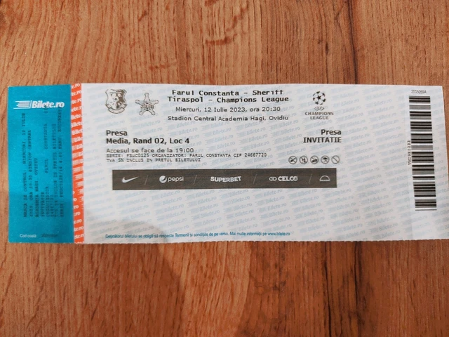 TICKET BILLET FOOTBALL collection UEFA Farul Constanta/Tiraspol 12/07 ...