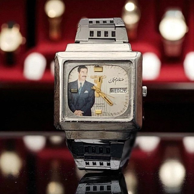 VINTAGE SADDAM HUSSEIN 80s Seiko 5 Automatic 6349-5020 Stainless Steel ...