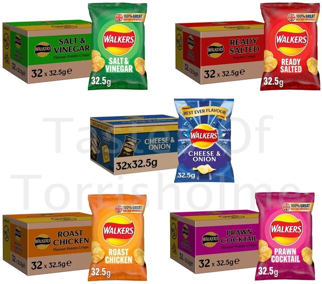 WALKERS POTATO CRISPS 32 x 32.5g Bags - Full UK Retail Boxes - Popular Flavours $57.21 - PicClick AU
