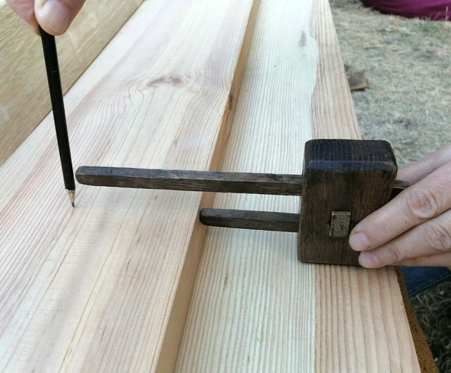 ANTIQUE WOOD MARKING Gauge Two Stem Vintage Primitive Carpenter Tool ...