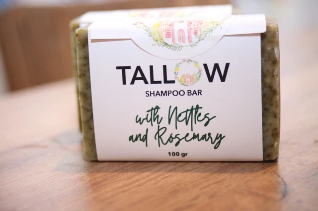 TALLOW SHAMPOO BAR with Nettles and Rosemary, 100gr, Handmade/Natural ...
