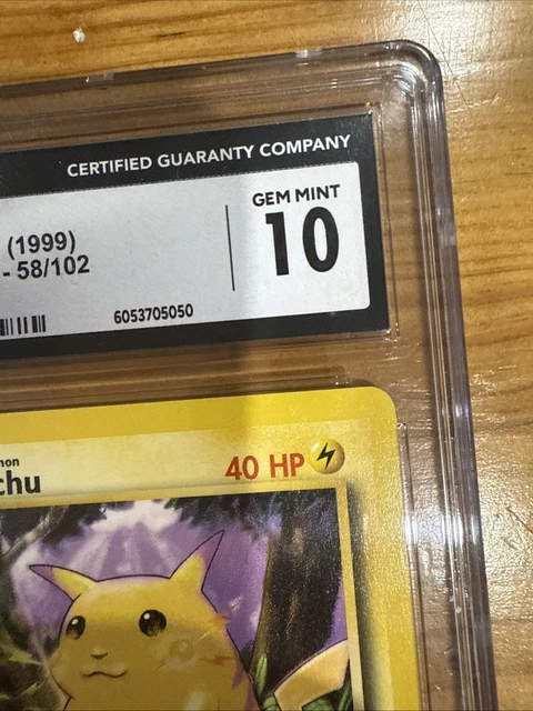 1999 POKEMON BASE Set 58/102 Yellow Cheeks Pikachu CGC 10 GEM MINT $0. ...
