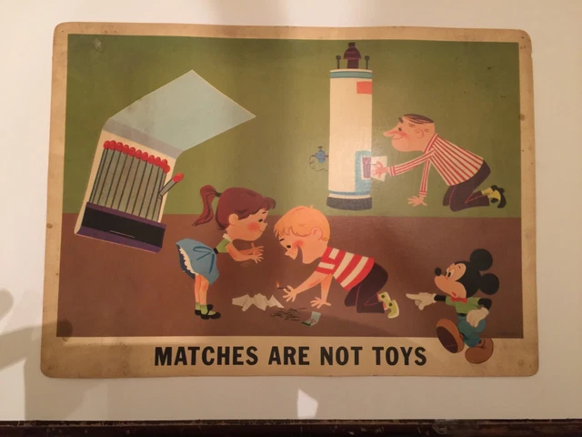 VINTAGE WALT DISNEY 16MM Films Safety Poster Matches Are Not Toys £14. ...