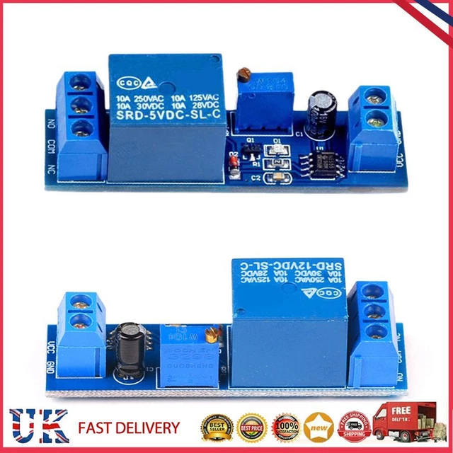UK NE555 TIME Delay Relay Module 5V/12V 0 To 10 Second Automotive ...