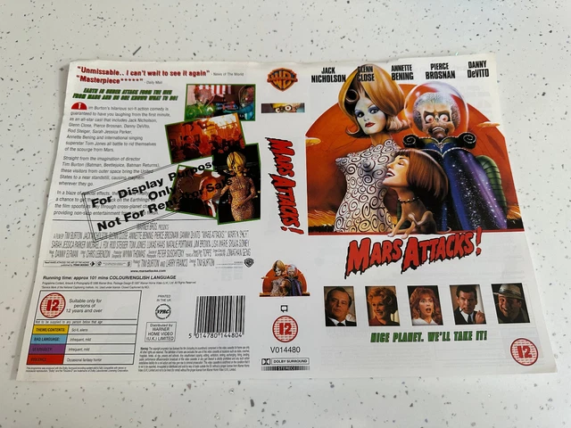 MARS ATTACKS - Warner - Sample VHS Video Sleeve - Large Box £3.99 ...