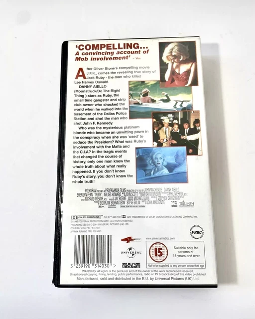 RUBY VHS VIDEO Tape Vintage Lee Harvey Oswald / Jack Ruby £6.98 ...