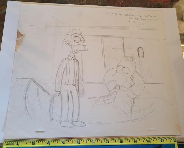 THE SIMPSONS ANIMATION Art Homer Lenny Leonard Drawing Text UF £102.42 ...