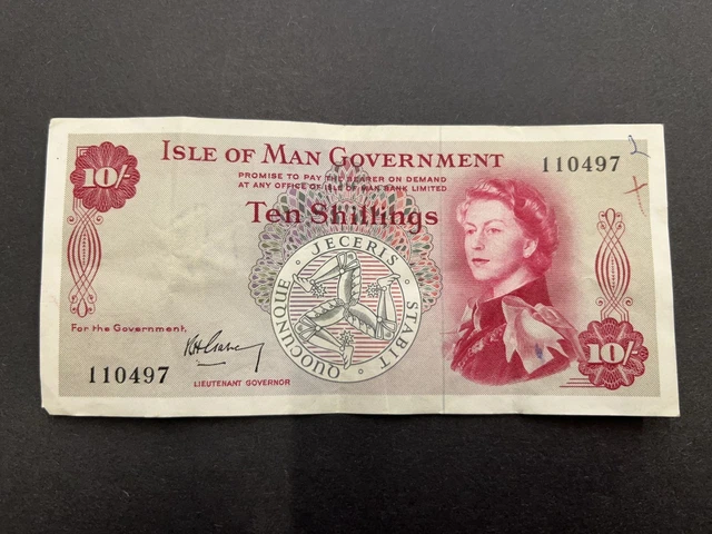 RARE ISLE OF Man Government 10 Shillings Vintage Banknote (1) LOT: 1101 ...