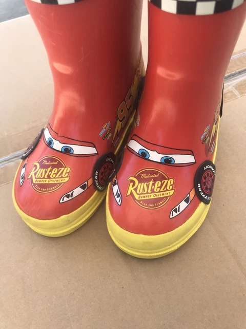 DISNEY PIXAR CARS Lightning Mcqueen Red Rain Boots Sz US 7 Uk 6 £22.21 ...