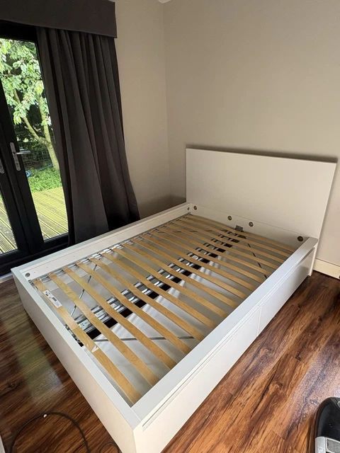IKEA MALM DOUBLE Bed Frame with 4 Malm Drawers, White £130.70 - PicClick UK