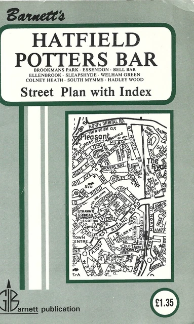 VINTAGE OLD BARNETT’S Street Map Hatfield Potters Bar Double Sided Map ...