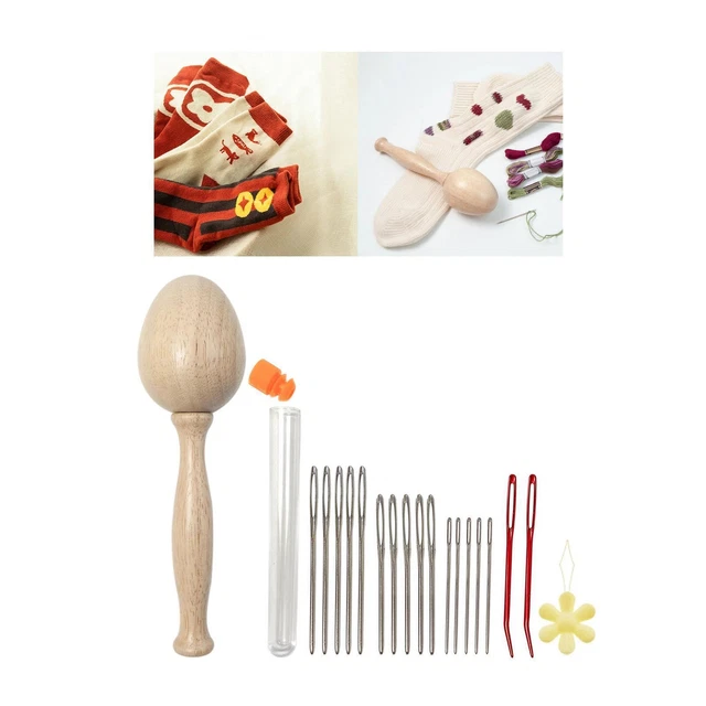 DARNING EGG DARNING Needle Kit Wooden Darning Mushroom for Socks Repair ...