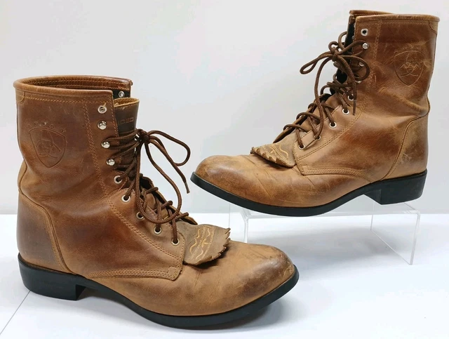 ARIAT LACE UP A2 Competitor Boots Mens Size 11.5 Brown Leather Roper ...