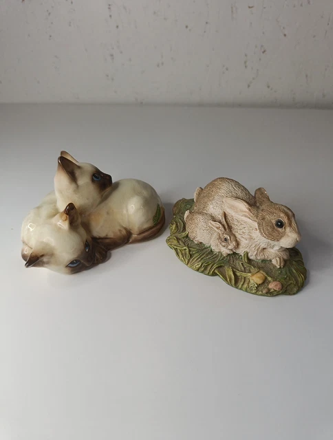 BESWICK X2 FIGURES - Siamese Kittens Cats 1296 - Mum & Baby Rabbit £15. ...