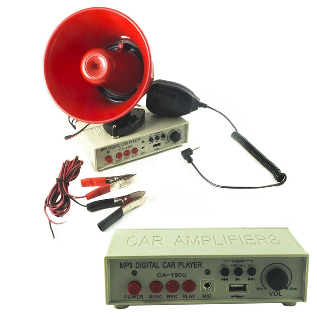 MEGAFONO ALTOPARLANTE AUTO 12v Usb Amplificatore Registratore Ca-150u ...