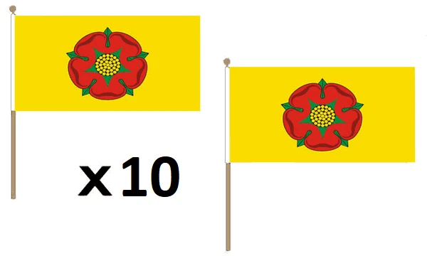 DRAPEAU COMTÍ? DE LANCASHIRE 45x30cm HAMPE en bois - LOT DE 10 DRAPEAUX ...
